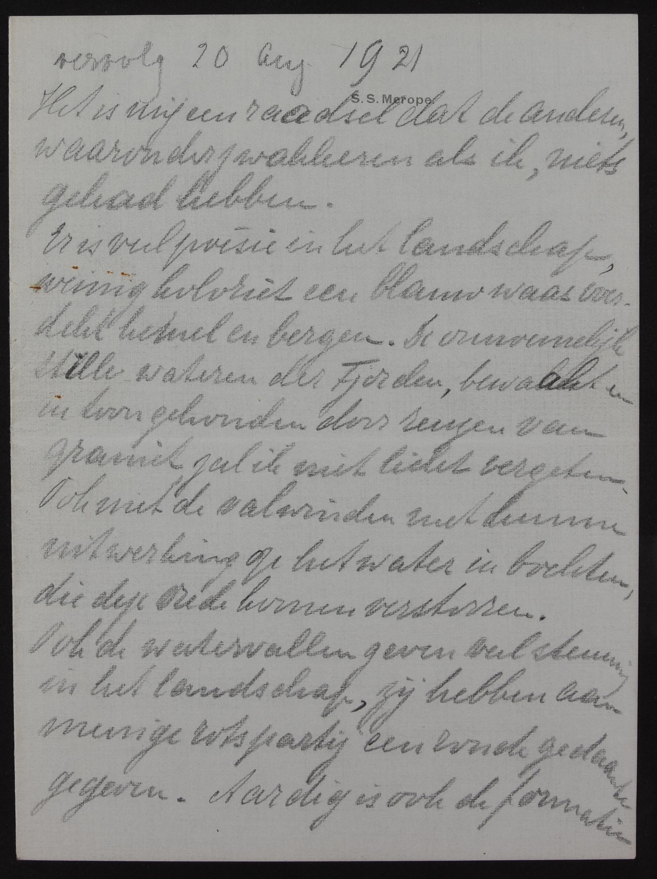 Brief van Wilhelmina aan Emma over haar reis naar Noorwegen